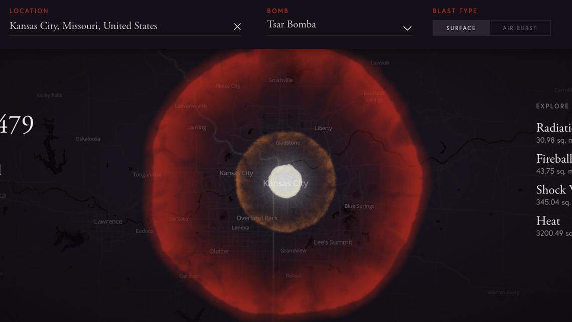 Nuclear bomb simulator shows devastation over any city | Kansas City Star