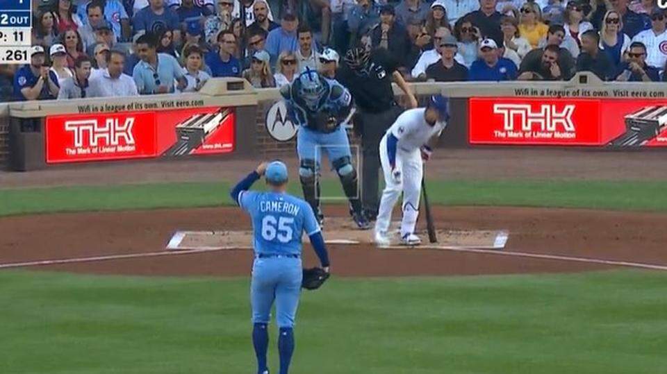 Cubs player strikes out after foul ball hits his groin | Kansas City Star