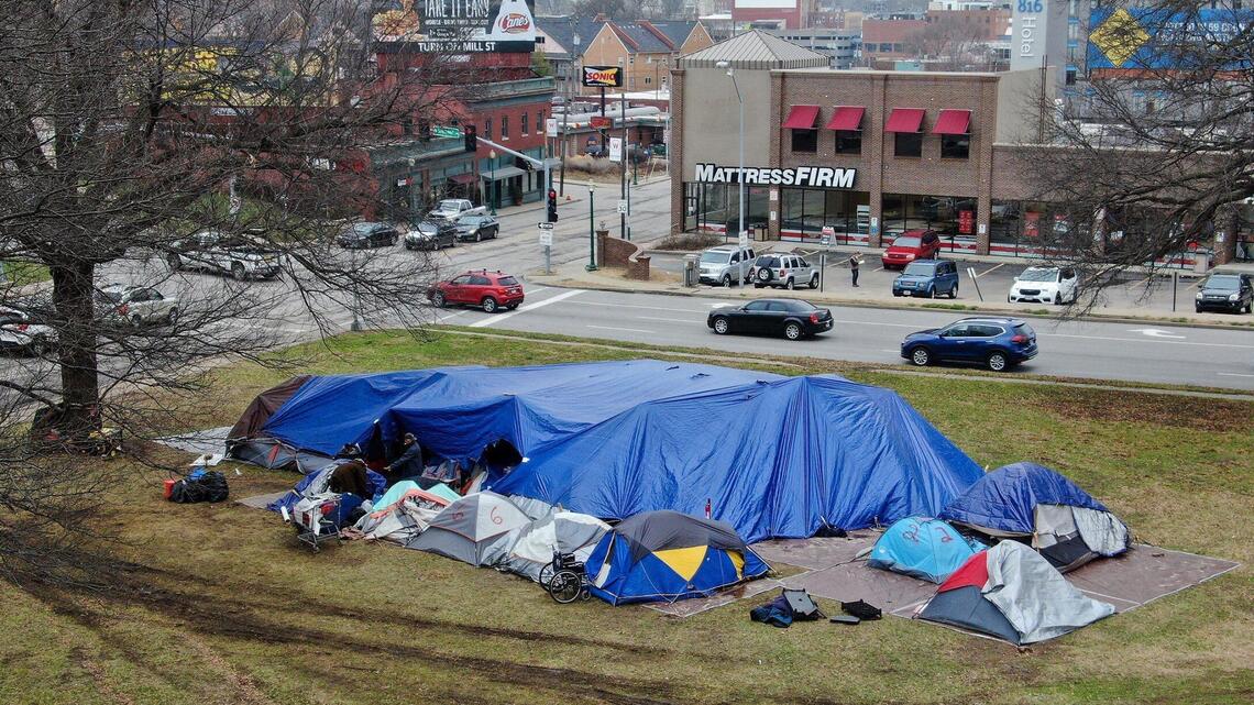 The homeless in KC MO set up camps in Westport, at City Hall | Kansas ...