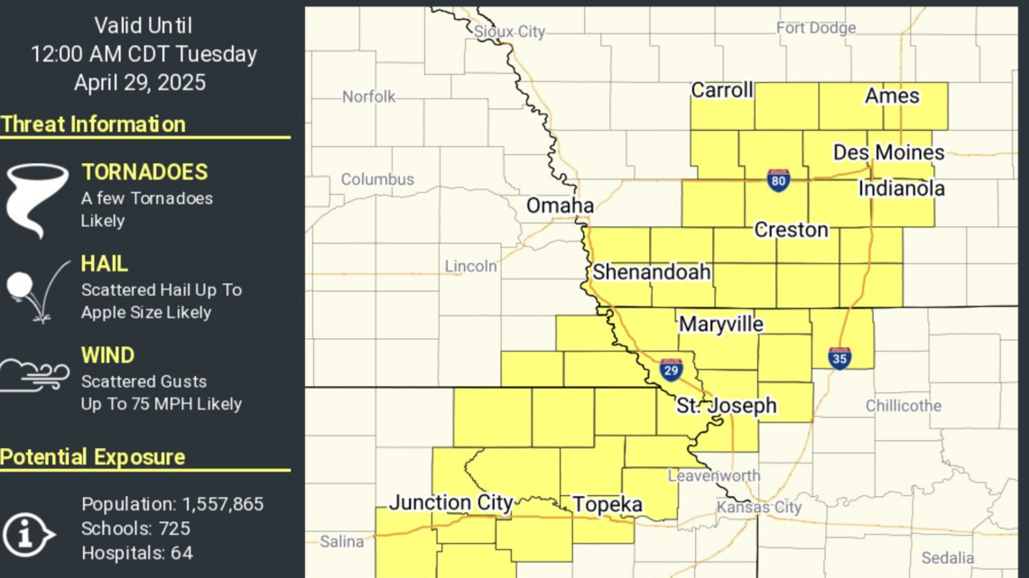 Tornado watch, thunderstorm warning in effect north of KC | Kansas City ...