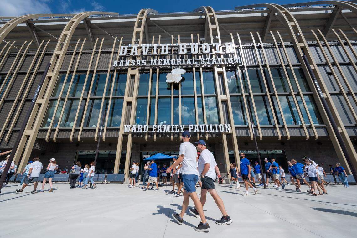 Photos show first game in renovated Kansas Memorial Stadium | Kansas ...