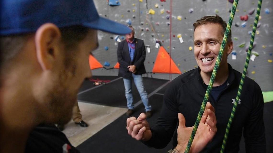 Gov. Eric Greitens climbs rock walls to promote policy idea meant to ...